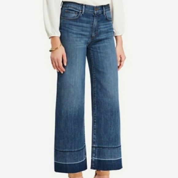 LOFT | Jeans | Loft Let Down Hem High Rise Wide Leg Crop Jeans | Poshmark